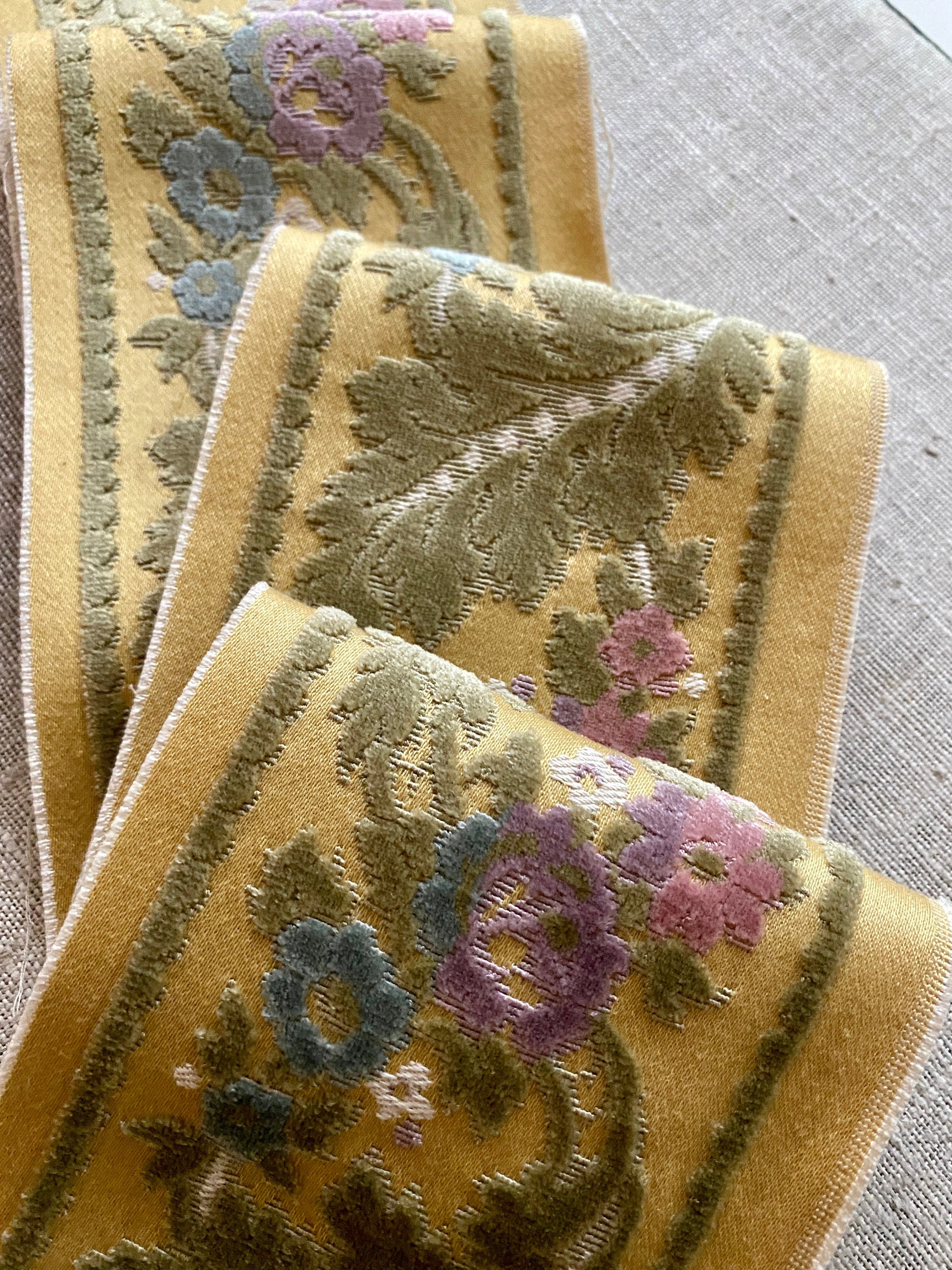 Mid Century Satin and Cut Velvet Border - Etsy