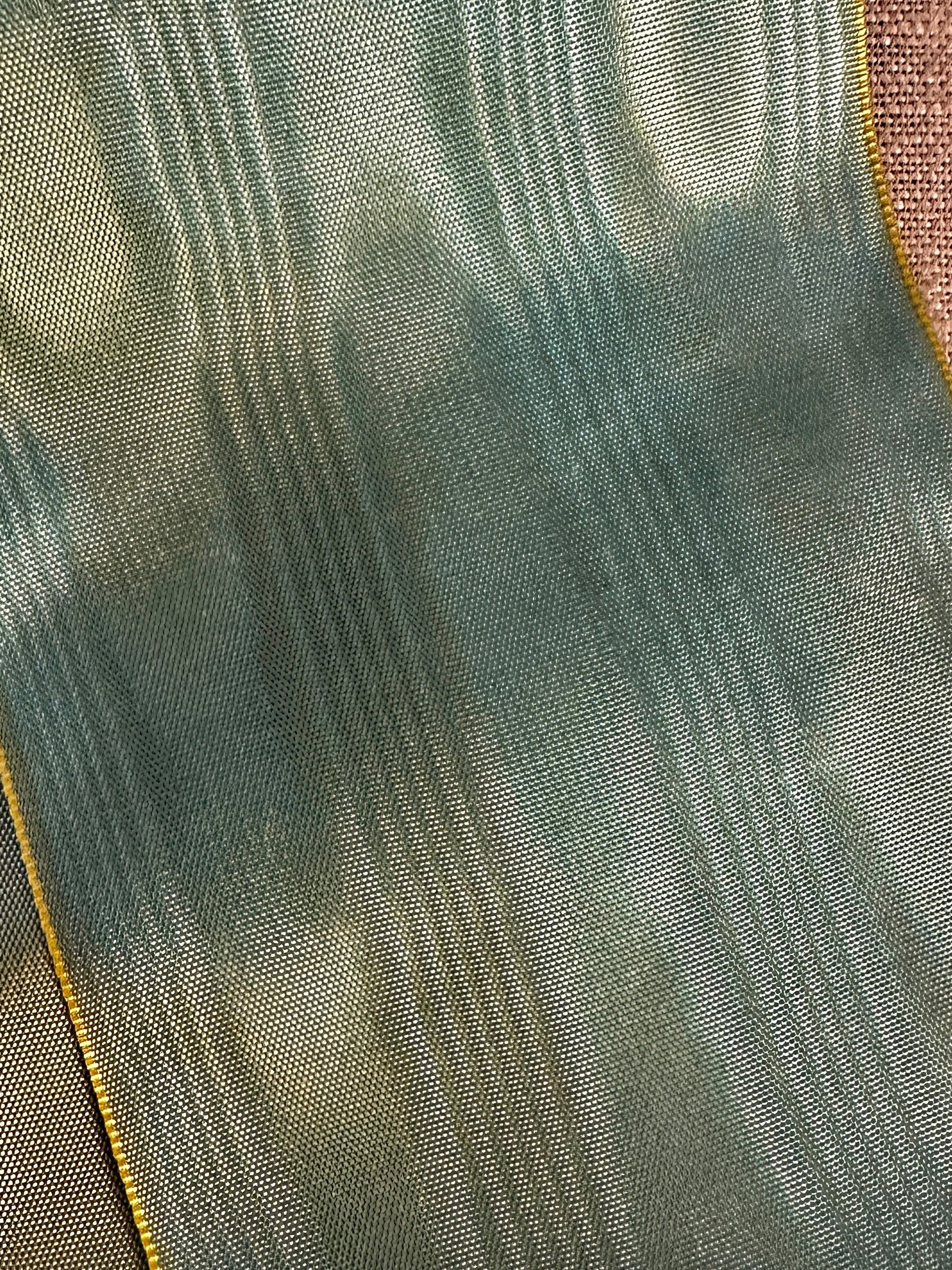 Moiré Ribbon in Three Different Widths Changeable Turquoise and Yellow ...