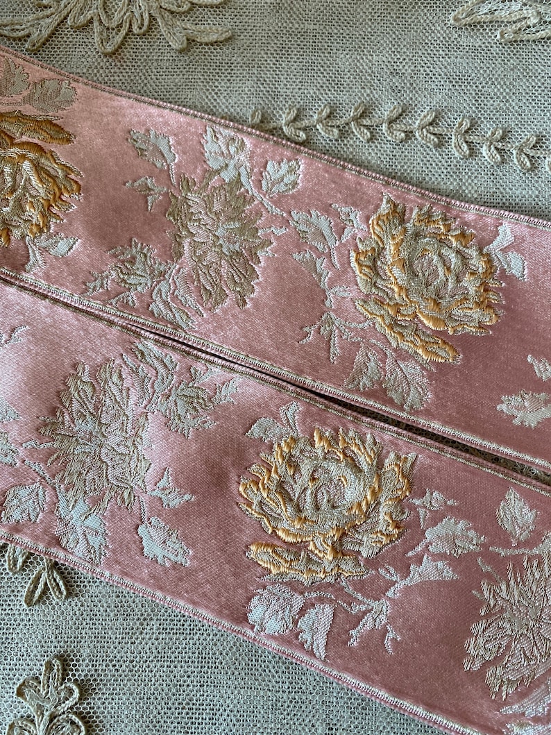 French Brocade Vintage Ribbon With Embossed Roses - Etsy