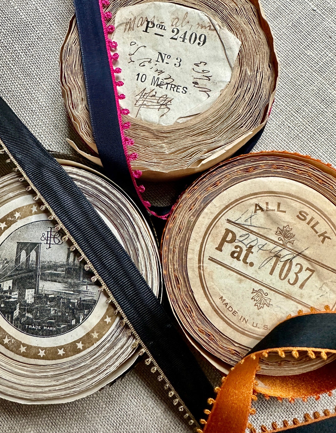 Antique French Ribbons Picot and Gold Metal Details - Etsy