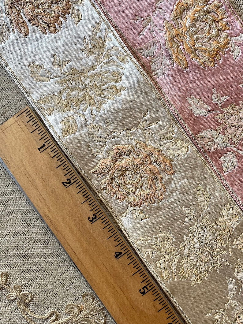 French Brocade Vintage Ribbon With Embossed Roses - Etsy