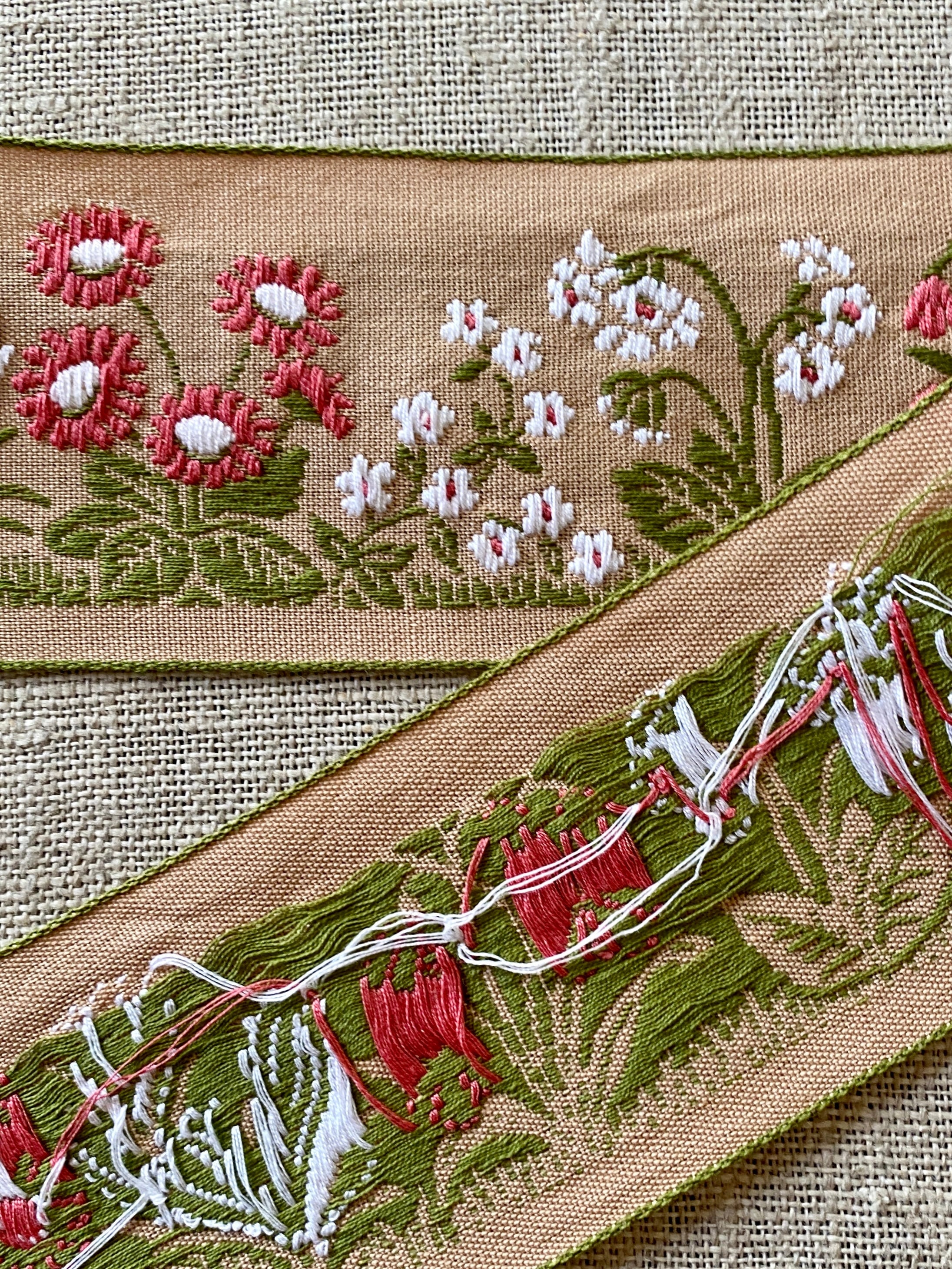Vintage Woven Floral Ribbon Coral Daisies - Etsy
