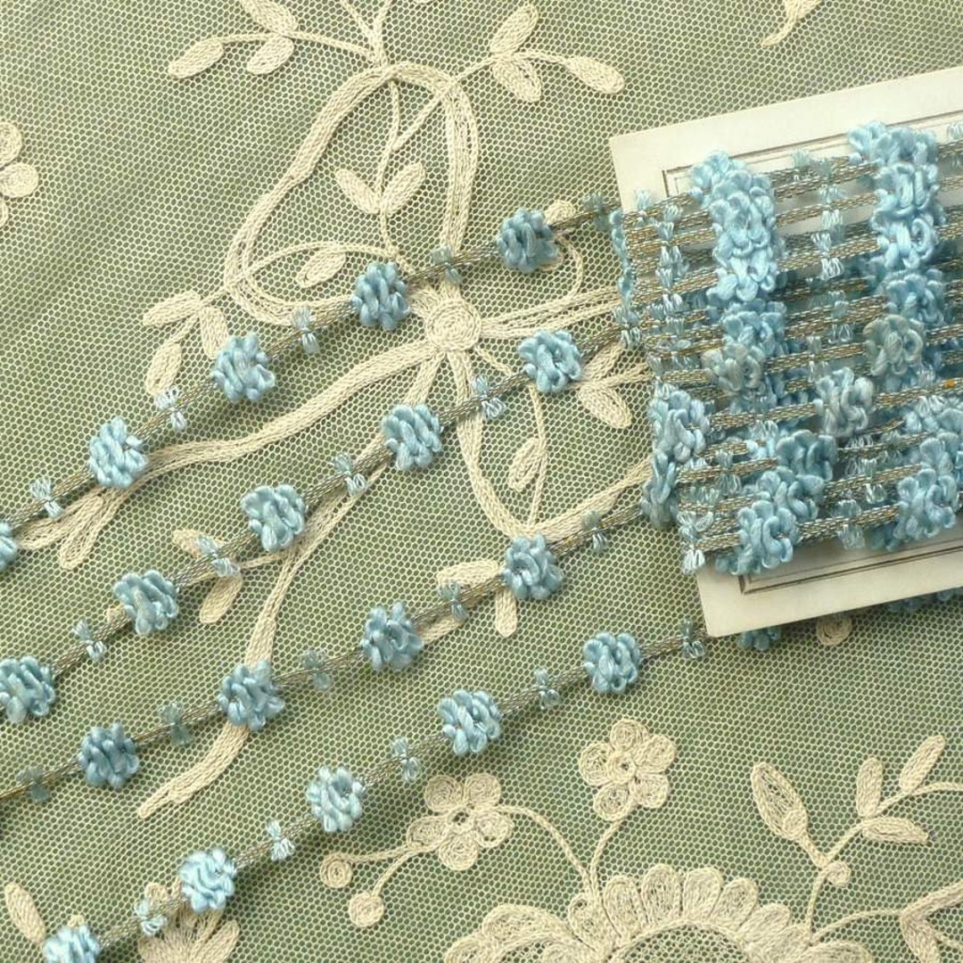 Rococo Trim Blue Flower & Silver Metal 12 Inches - Etsy