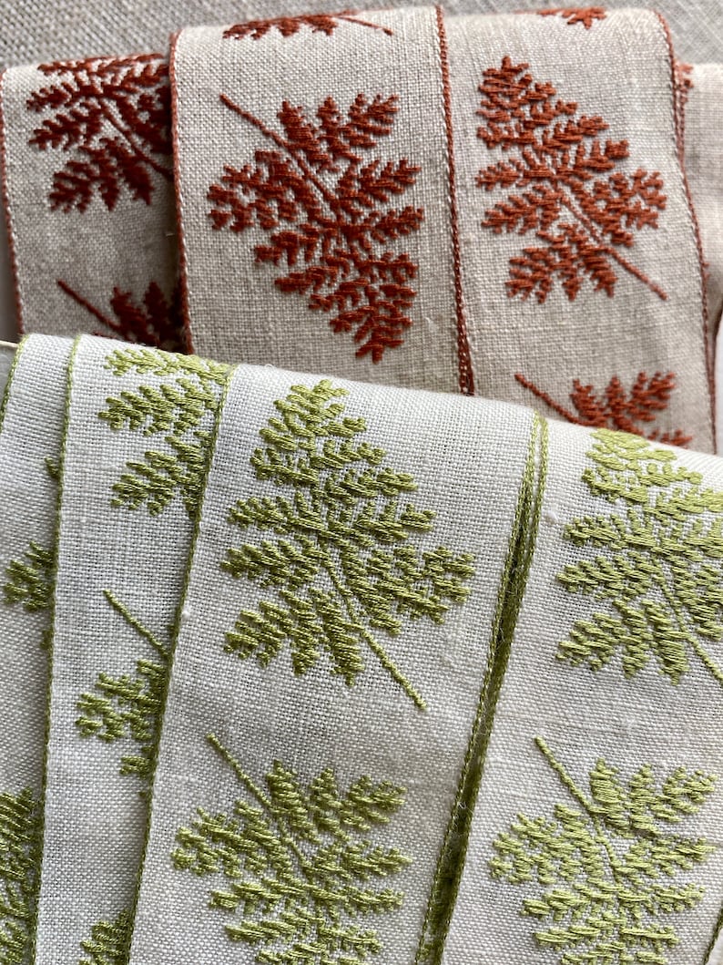 French Vintage Ribbon With Fern Motifs - Etsy