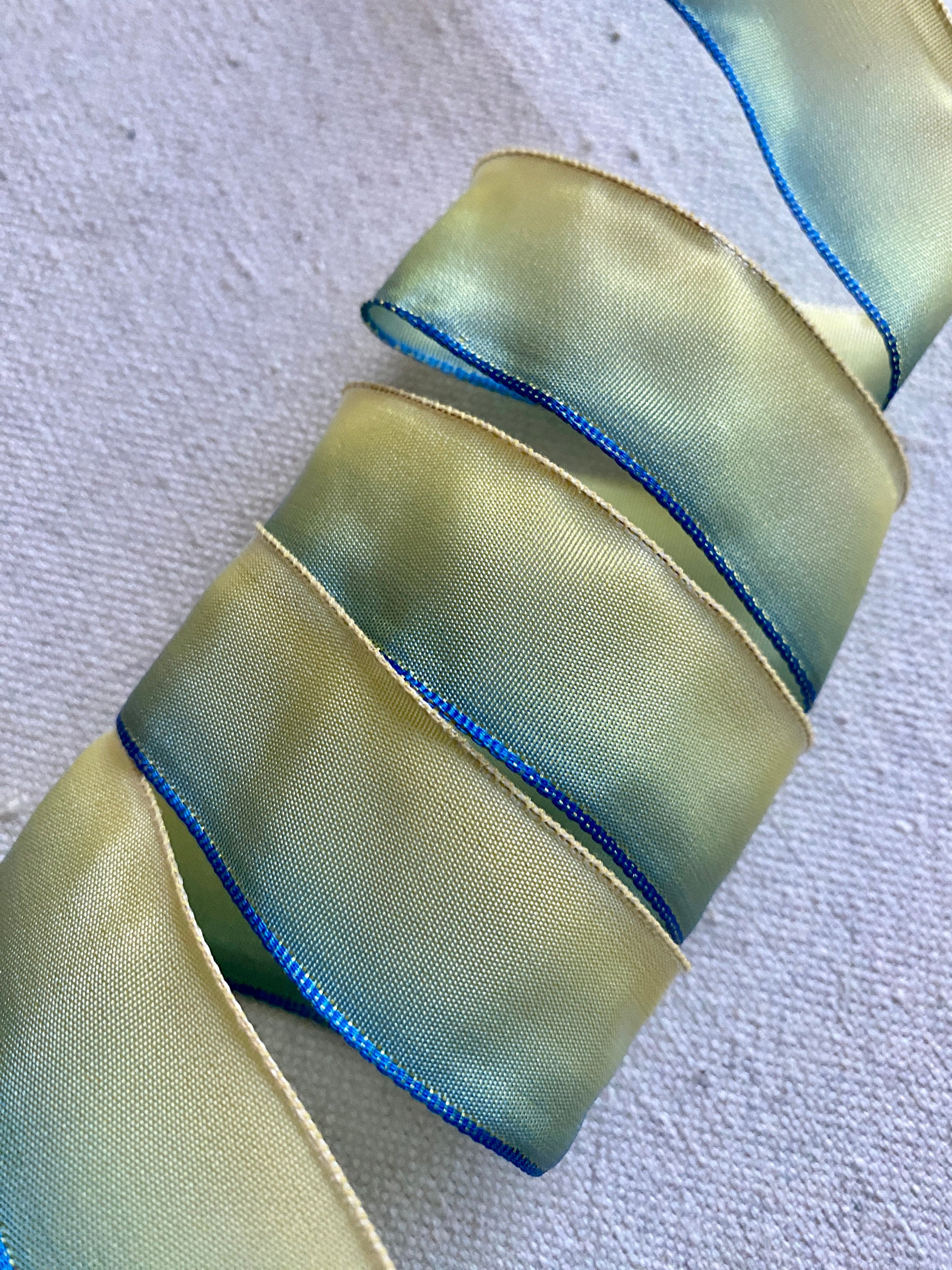 Vintage Pale Green and Blue French Ombre Ribbon With Copper Wire - Etsy