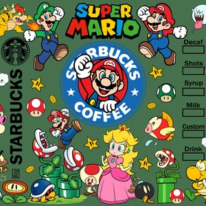 Super Mario Themed Tumbler - Insulated Stainless Steel 20 Oz. Skinny ...