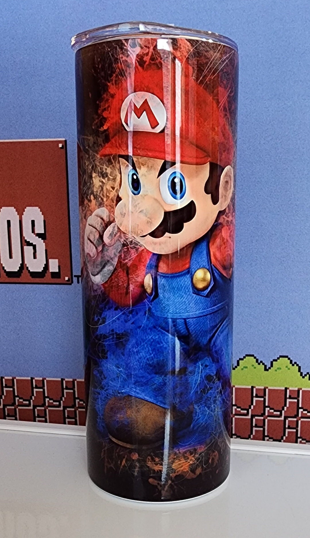 Super Mario Themed Tumbler - Insulated Stainless Steel 20 Oz. Skinny ...