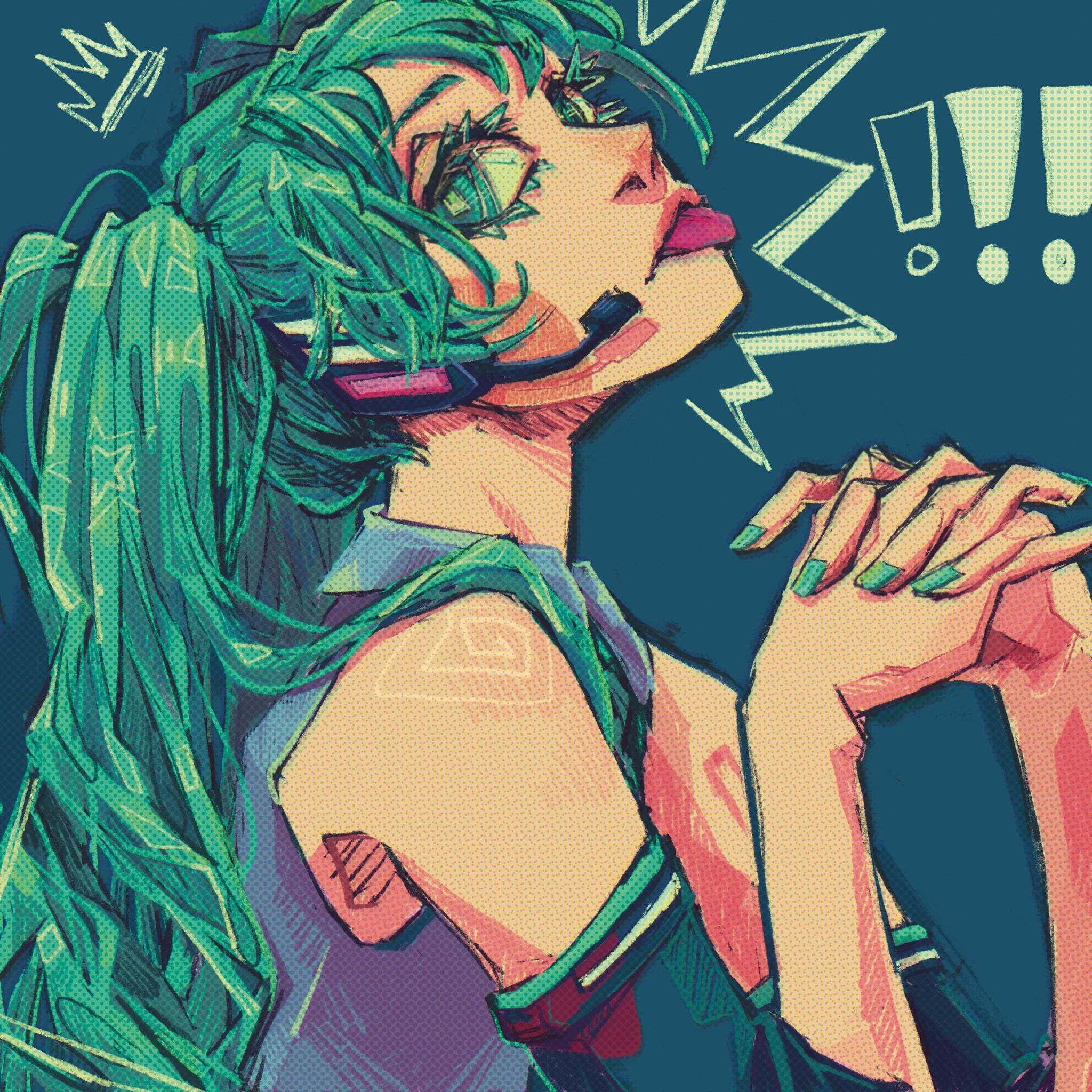 Hatsune Miku Square Art Print Digital Illustration Vocaloid Poster - Etsy