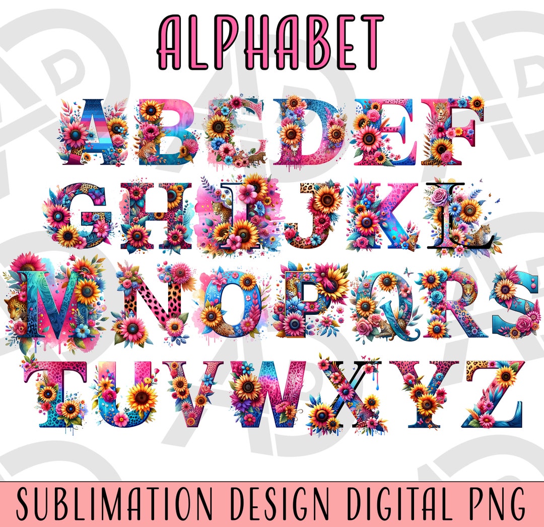 Watercolor Floral Alphabet Clipart, Pink Alphabet Clipart, Leopard ...