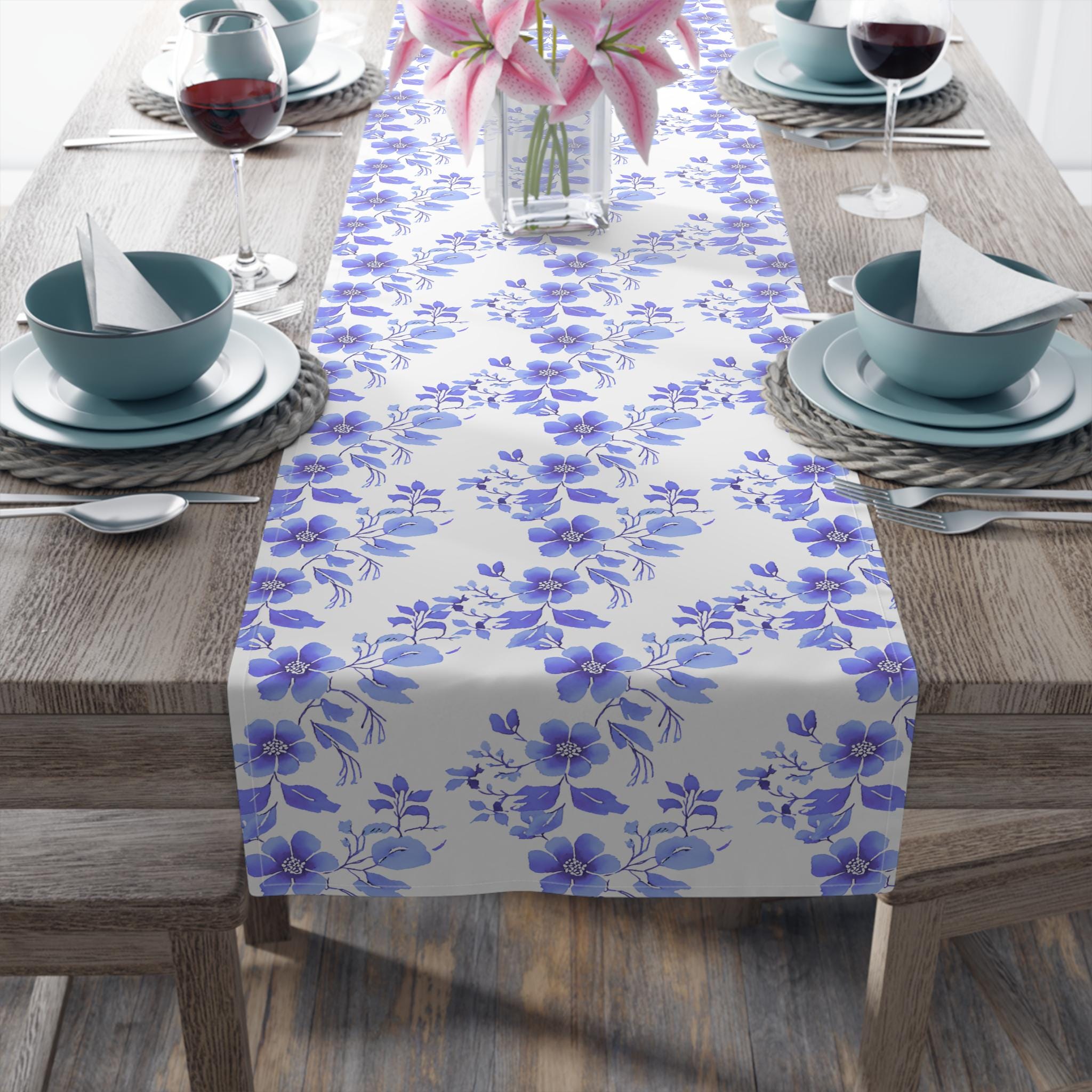 Blue Willow Floral Border Clipart: Chinoiserie PNG Graphics (digital ...