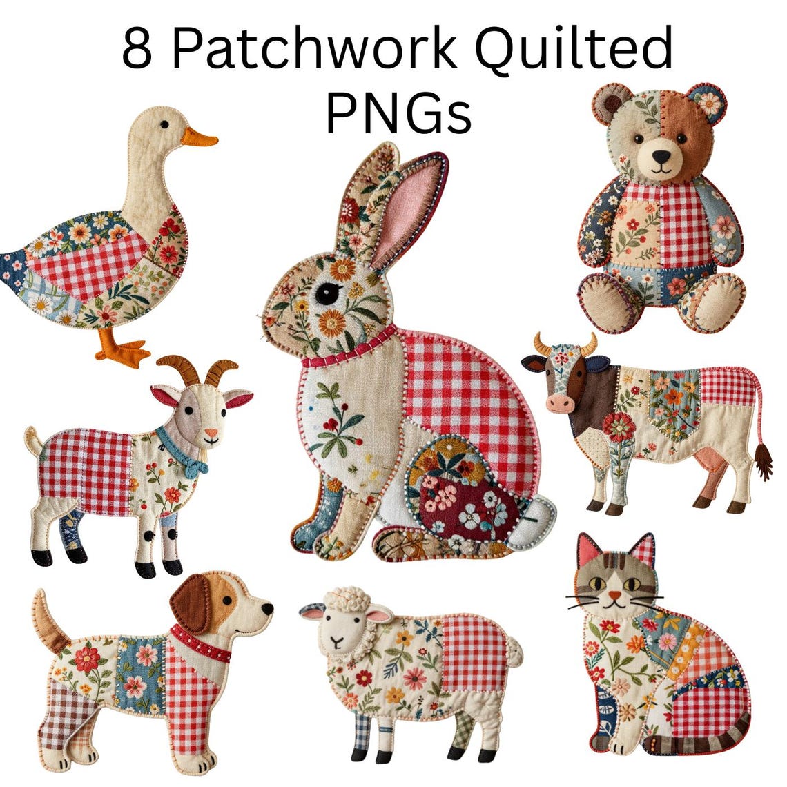 Farm Animal Patchwork Quilted PNG, Quilted Goose, Faux Duck Applique ...
