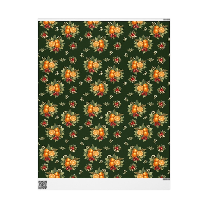 Christmas Fruit Wrapping Paper, Cranberry and Orange Wrapping Paper ...