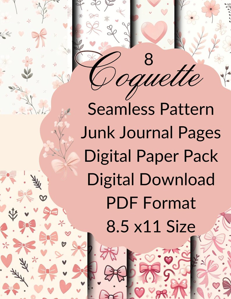 Coquette Digital Paper Pack, PDF, Eco-friendly Crafting, Digital ...
