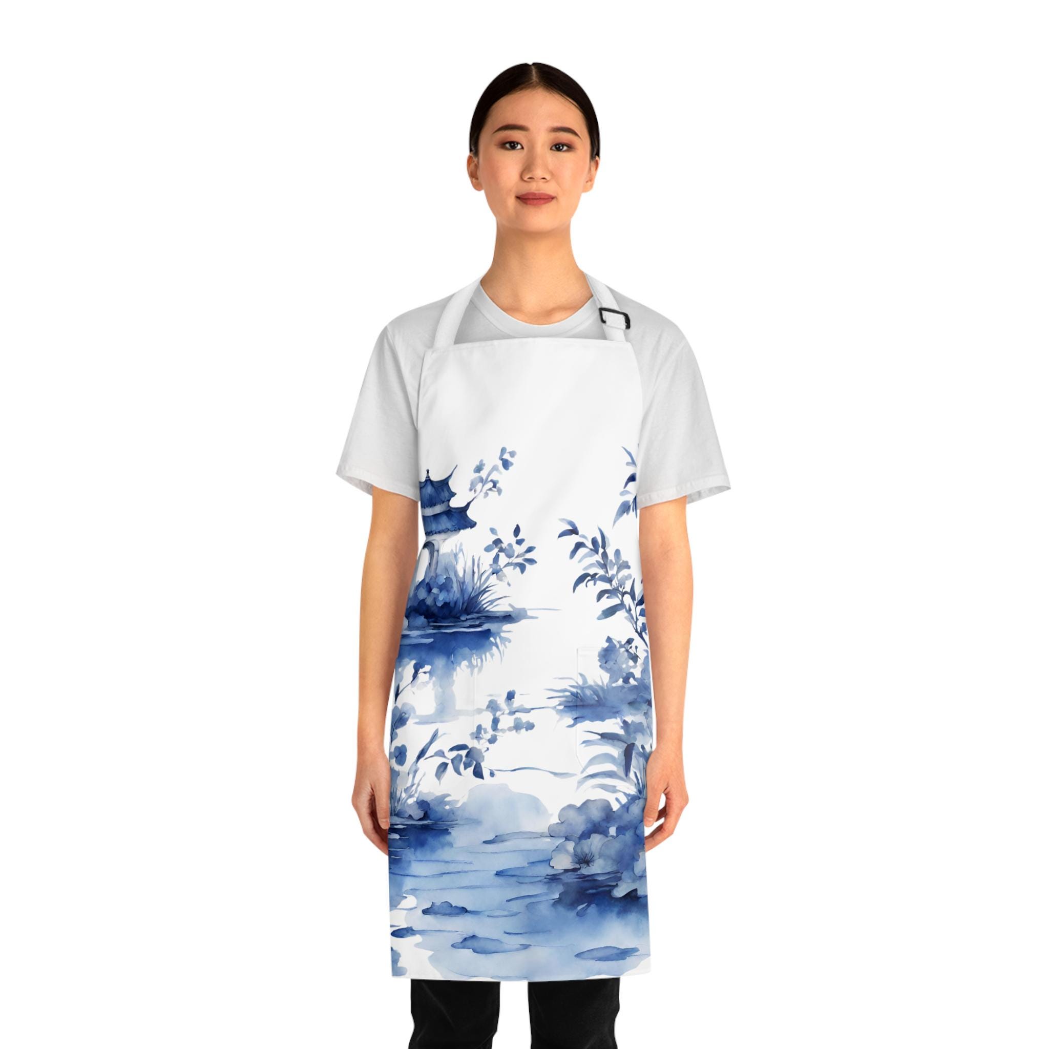 Chinoiserie, Garden Apron, Vintage Kitchen Apron, Floral Apron, Home ...