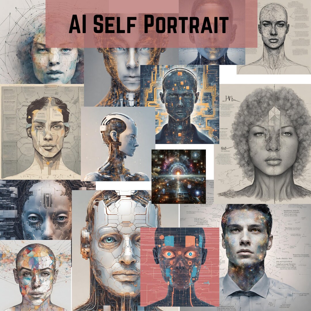 Abstract AI Artwork, Digital Technological Portraits, Futuristic PNG ...