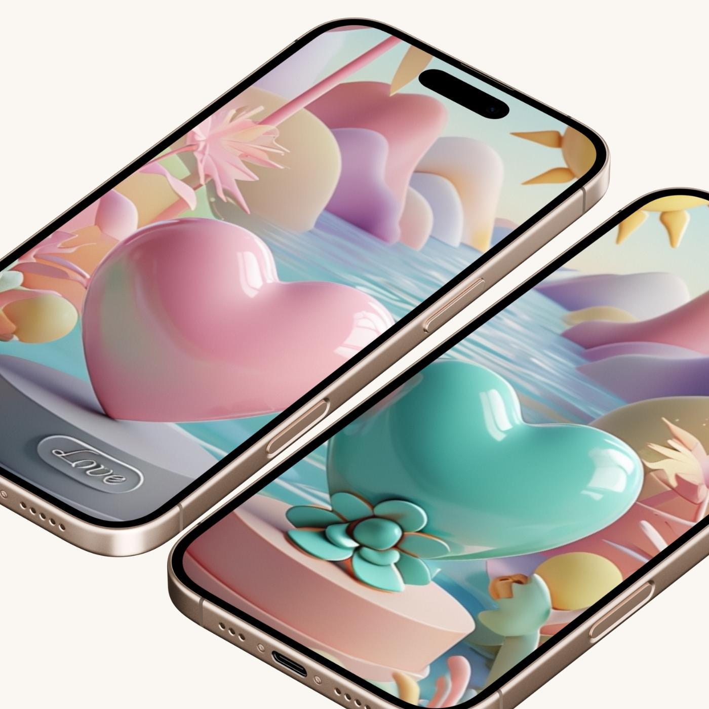Valentines Day PNG, 3D Phone Wallpapers, Matching Heart Background ...