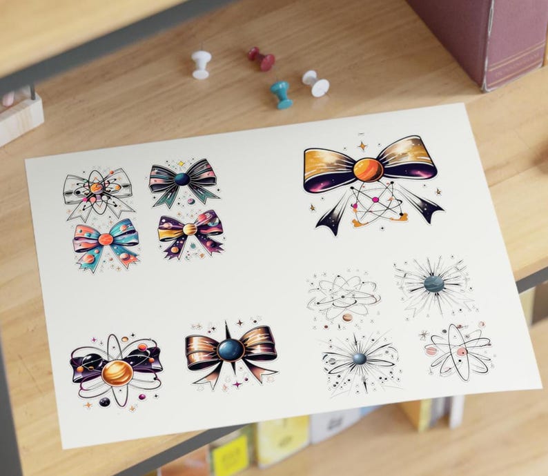 Retro Space Bows, Cosmic Bow Clipart, Coquette Bows, Space PNG Images ...