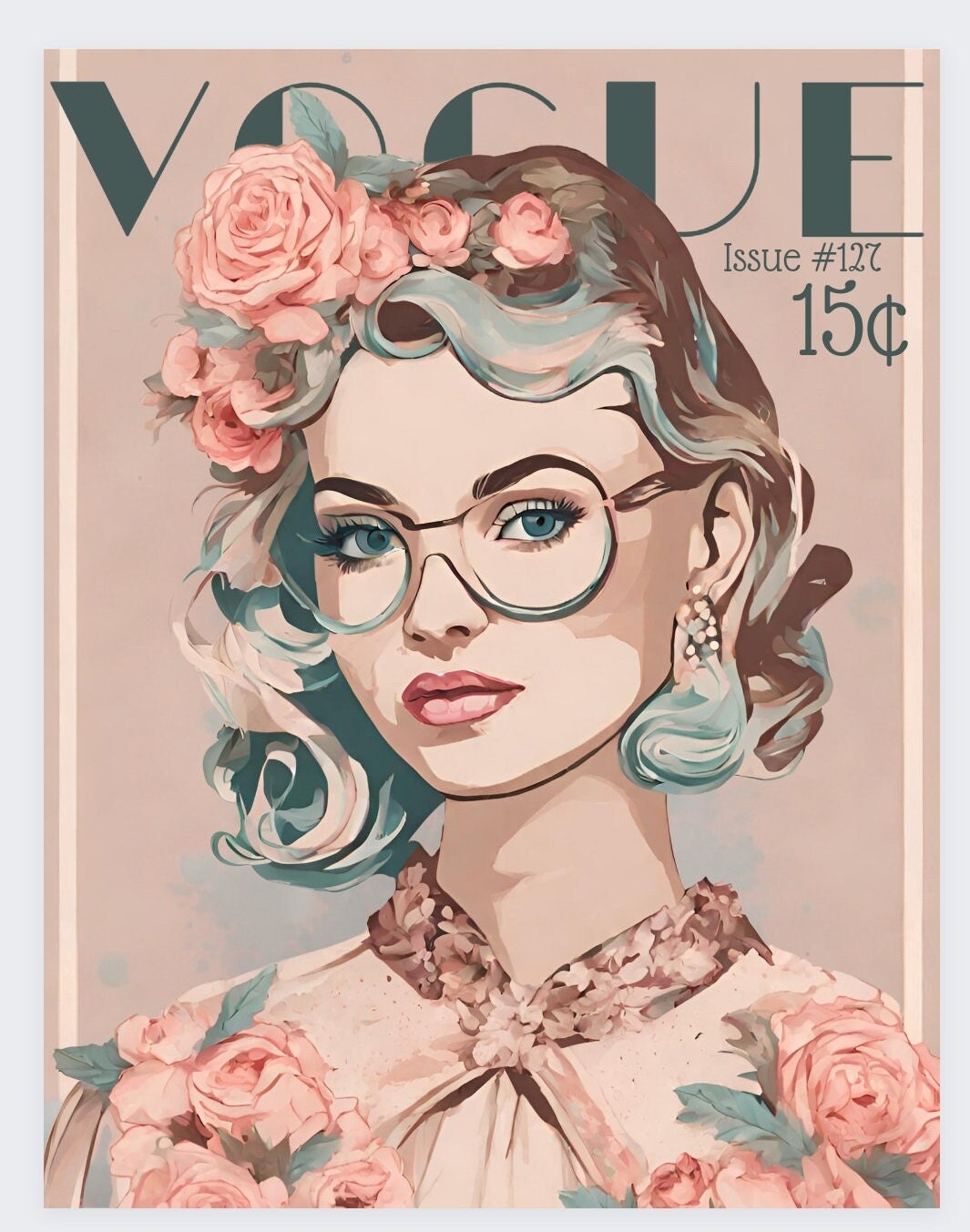 Vintage Fashion Print, Coquette Printable, Retro Magazine Cover - Etsy