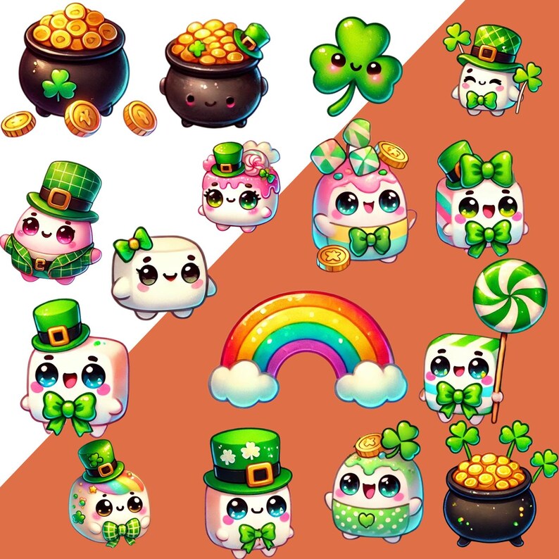 St.patricks Day, Squishmallow Clipart PNG Bundle, Candy Grams, Kawaii ...
