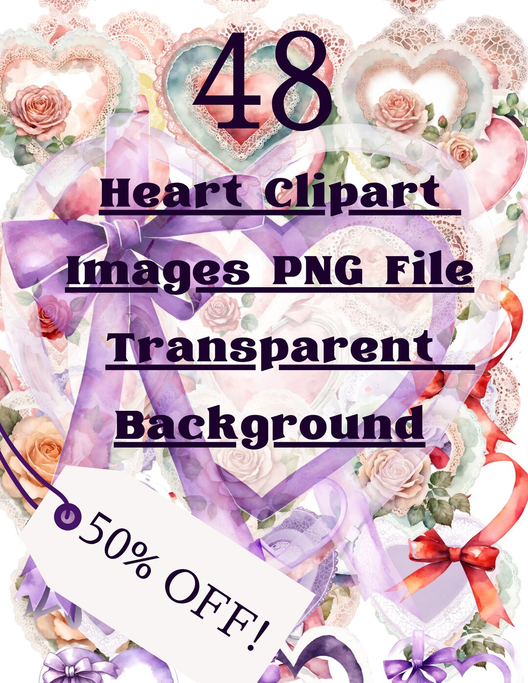 Heart Clipart Bundle, Valentines Day, Coquette Hearts, Junk Journal ...