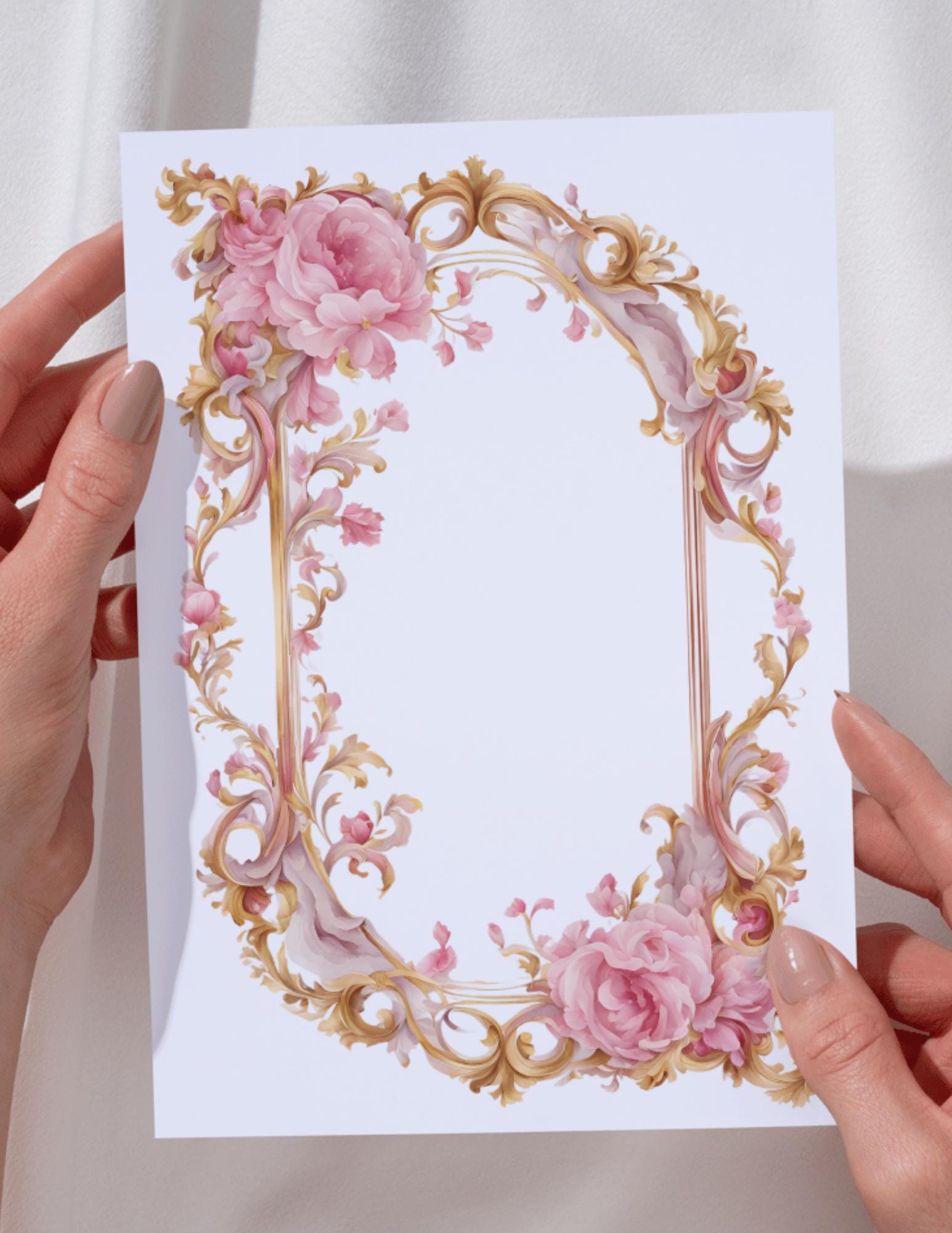Rococo Pink and Gold Frame Clipart: Baroque PNG Borders (digital ...