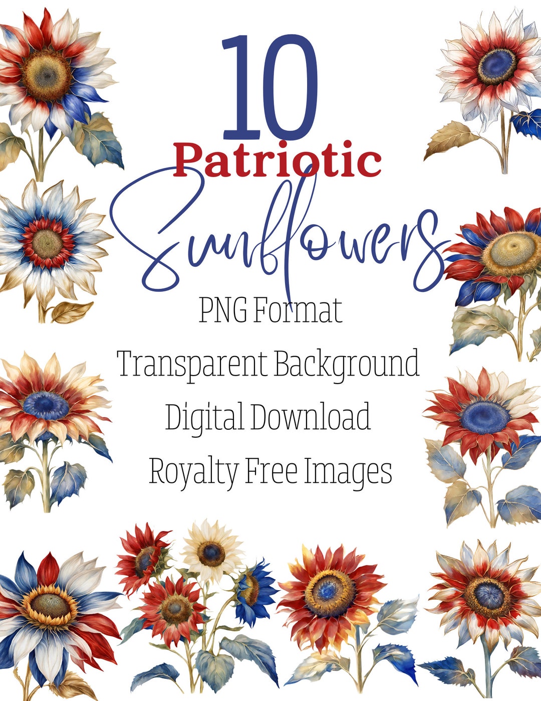 Digital Prints Flowers, Inauguration Patriotic Clipart, Sunflower PNG ...
