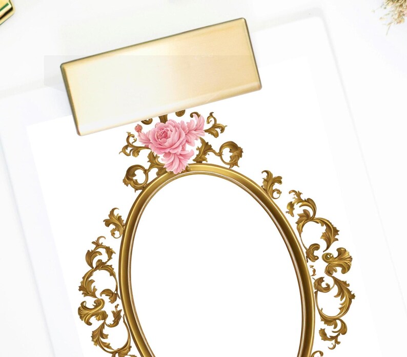 Rococo Pink and Gold Frame Clipart: Baroque PNG Borders (digital ...