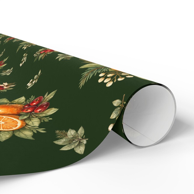 Christmas Fruit Wrapping Paper, Cranberry and Orange Wrapping Paper ...