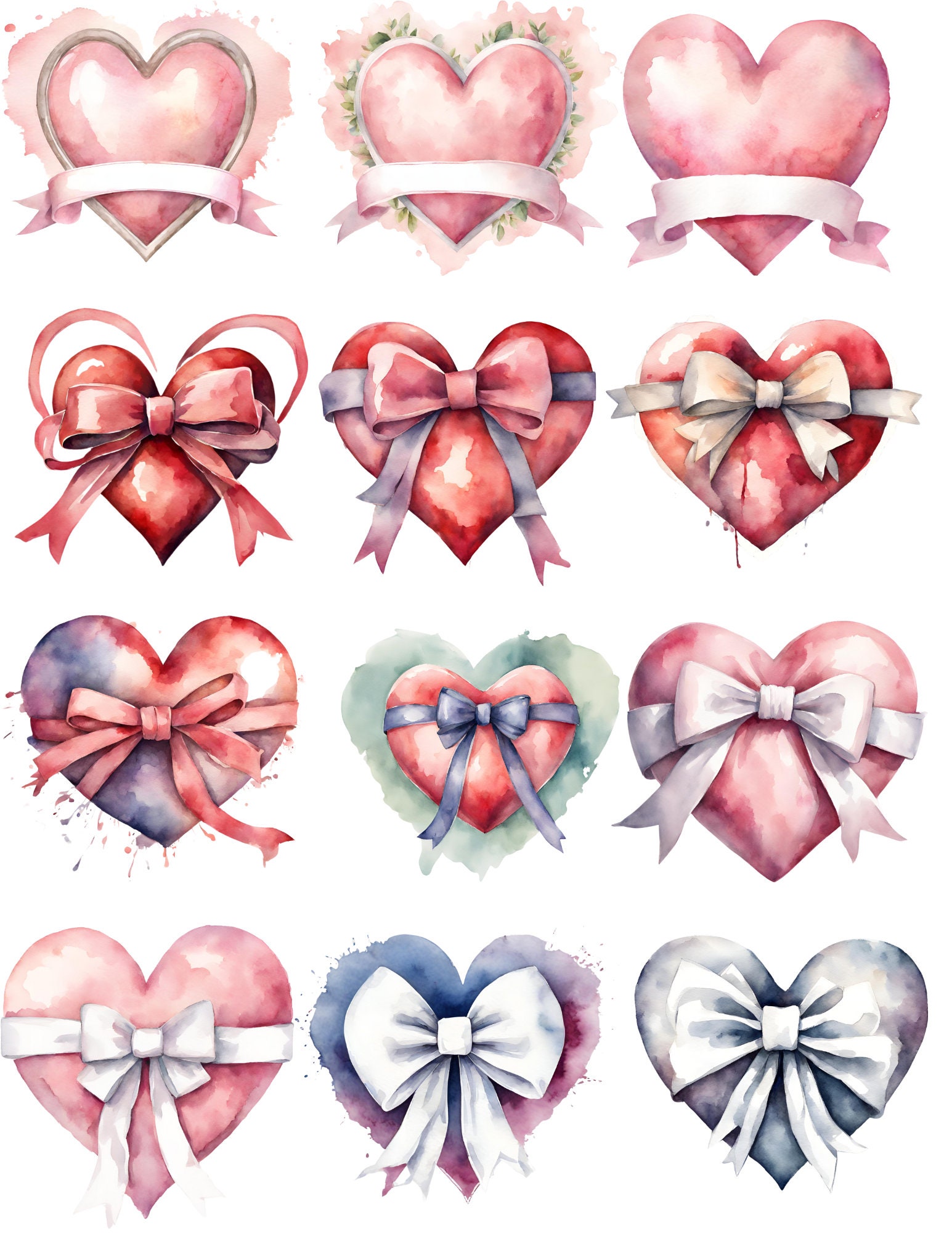 Heart Clipart Bundle, Valentines Day, Coquette Hearts, Junk Journal ...