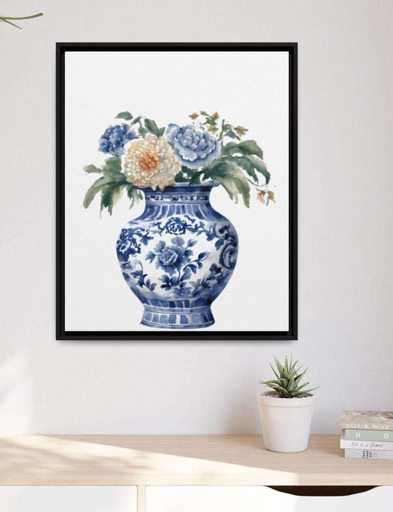 Chinoiserie Vase Clipart, Chinoiserie Toile De Jouy Wall Art, Floral ...