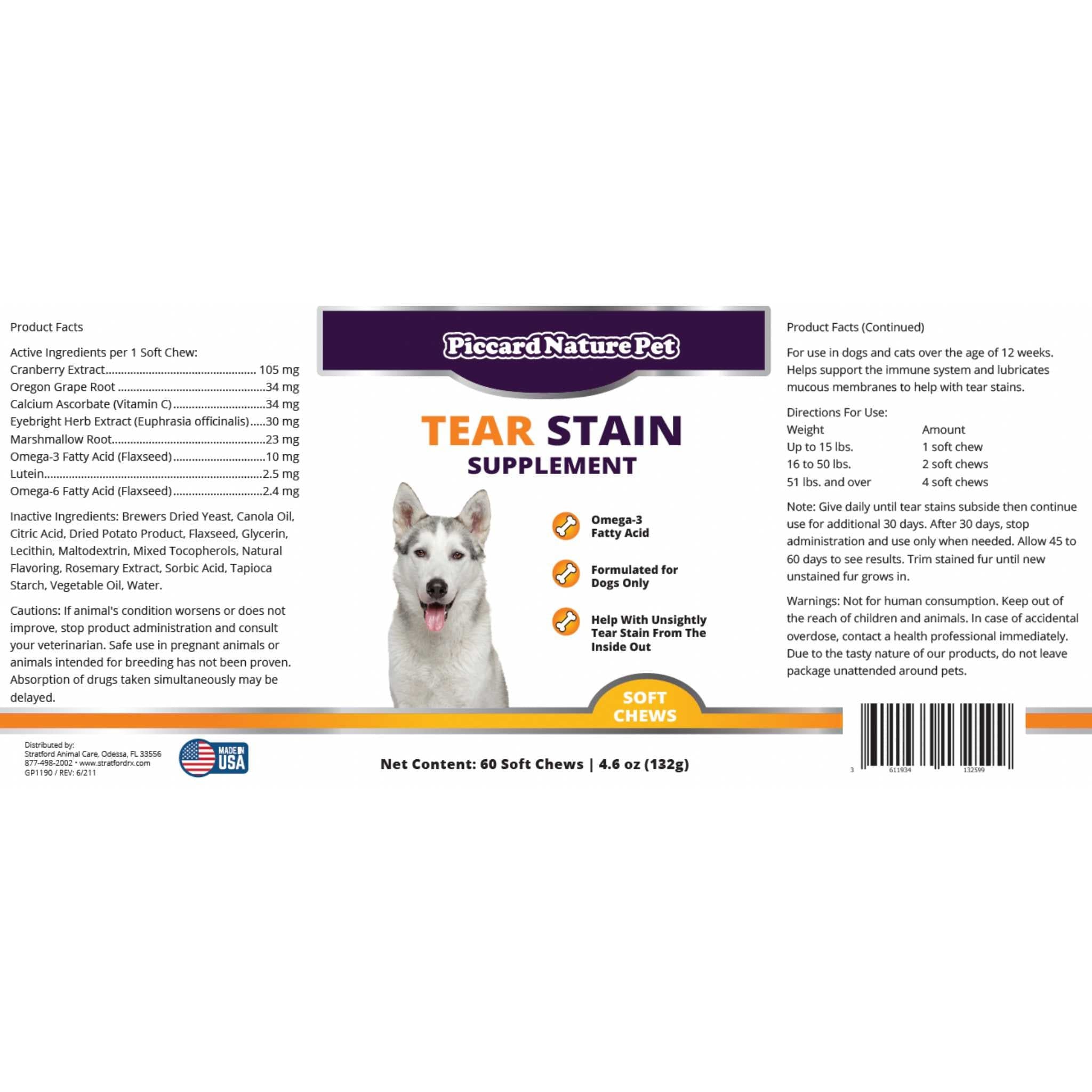 Piccardnaturepets Tear Stain Supplement With Lutein for Dogs 60ct - Etsy