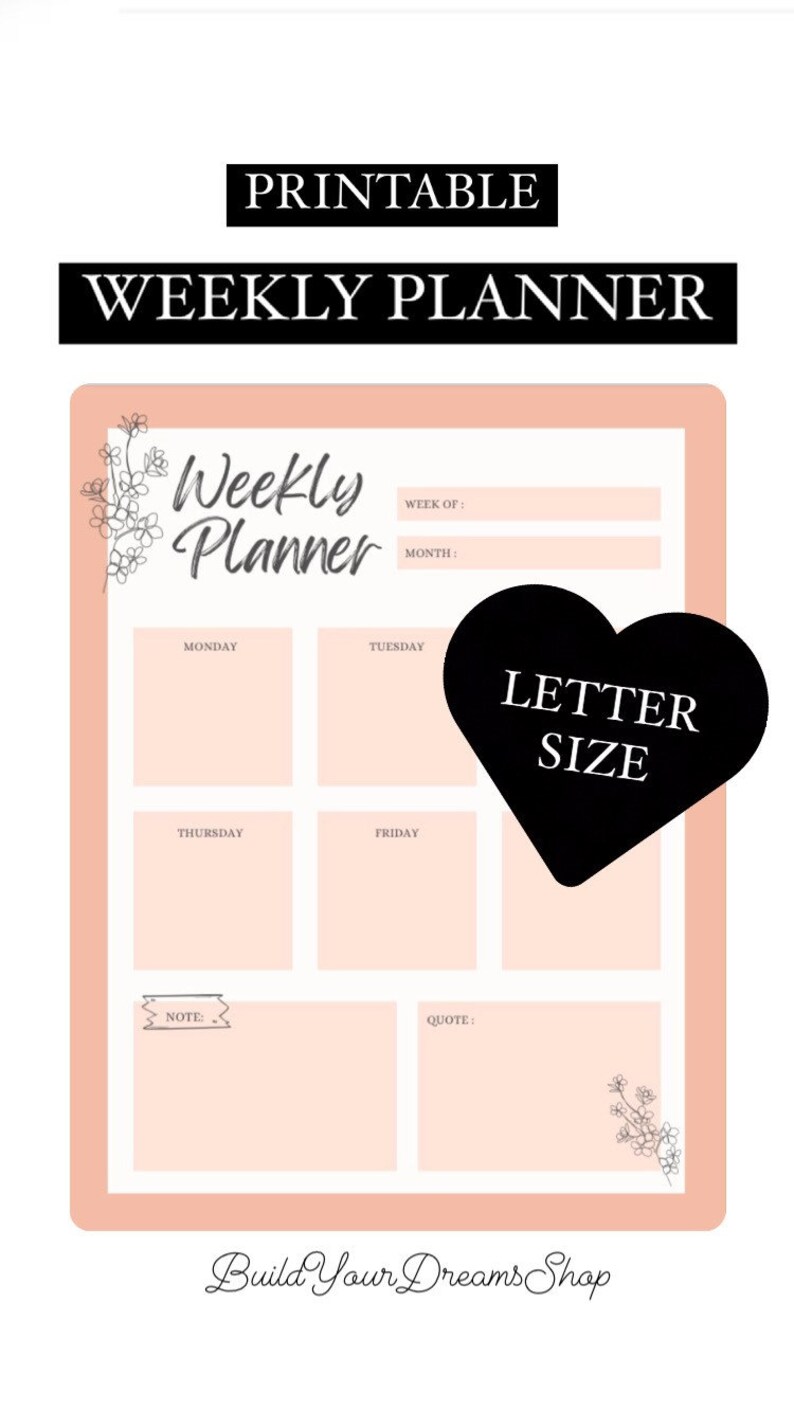 Weekly Planner Printable Planner Digital Planner Instant Download ...
