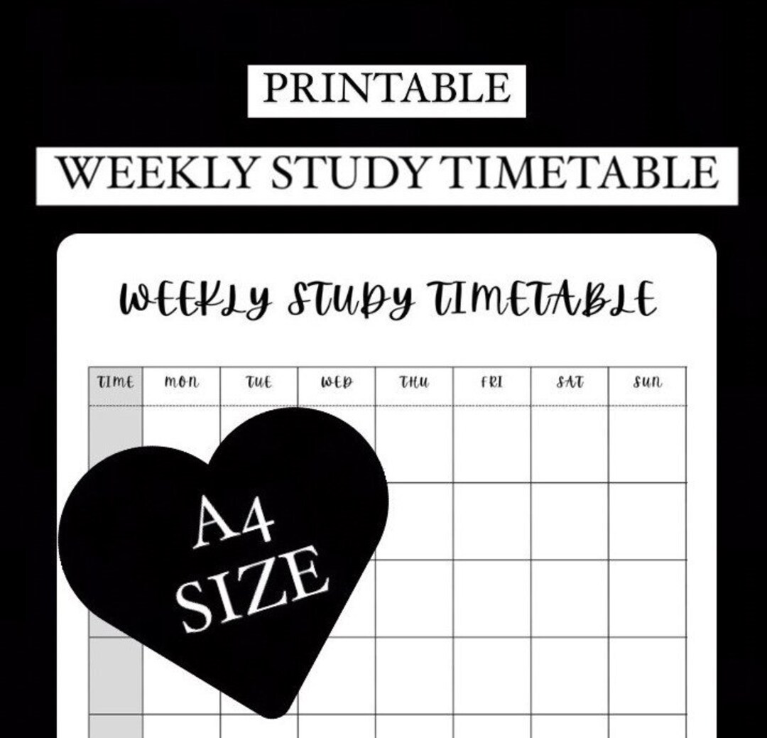 Study Timetable for Students Study Planner Printable A4 - Etsy