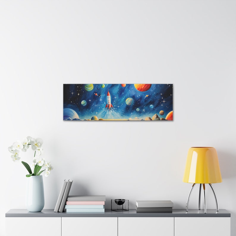 Kids Outer Space Wall Art, Vibrant Planets & Stars Illustration ...