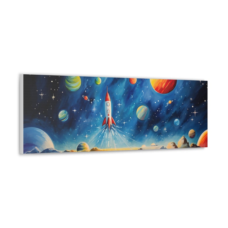 Kids Outer Space Wall Art, Vibrant Planets & Stars Illustration ...
