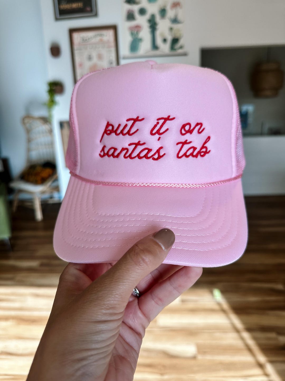 Put It on Santa's Tab Embroidered Trucker Hat - Etsy
