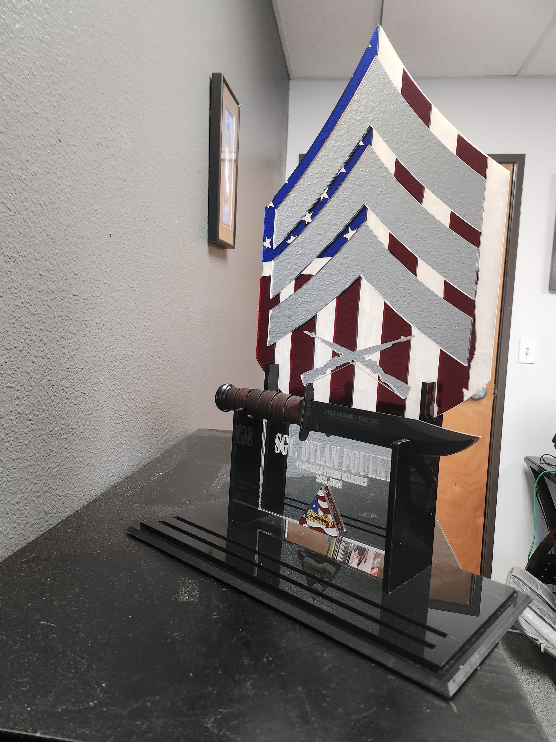 Military KA Bar Challenge Coin Display With Rank Shield - Etsy