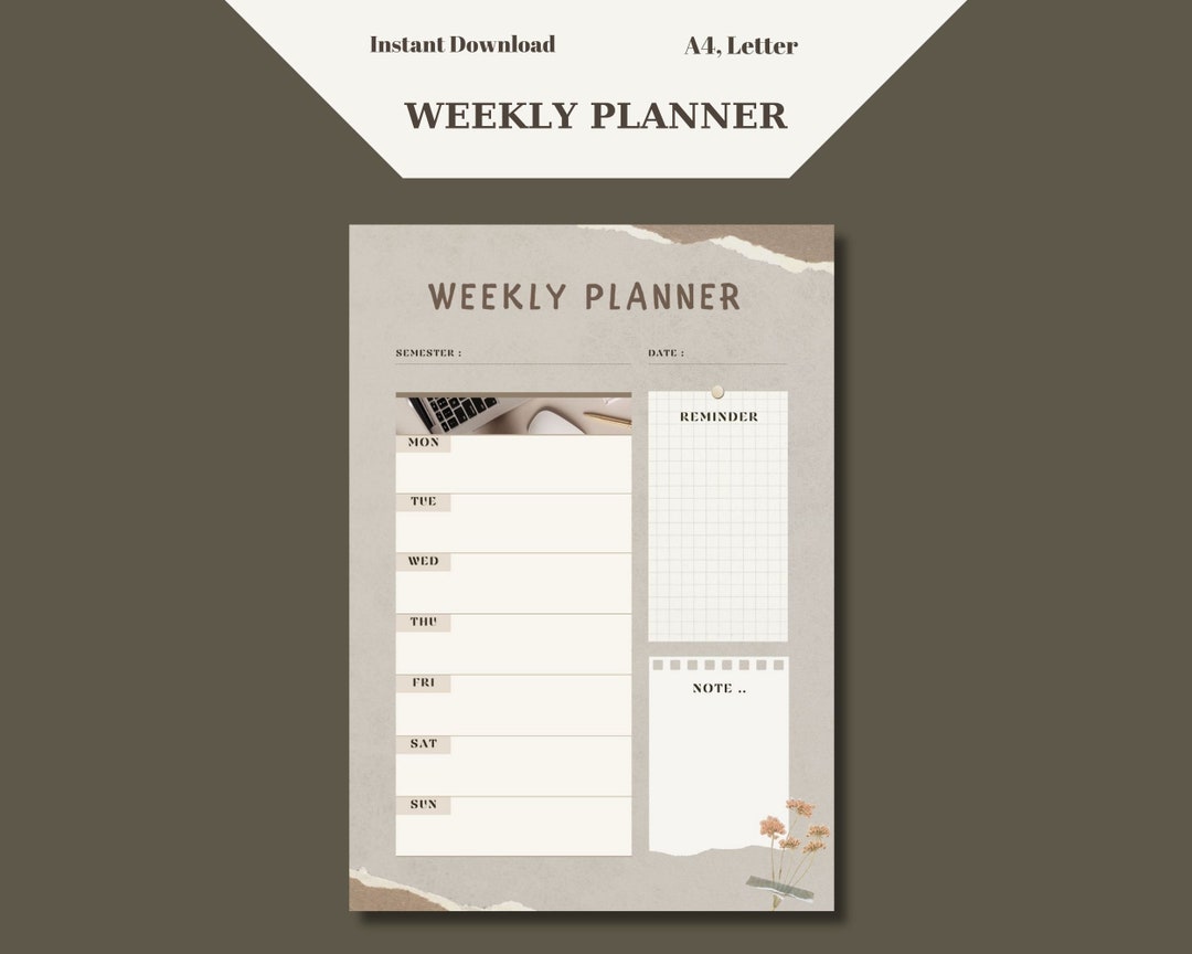 Vintage Weekly Planner Vintage Planner Digital Weekly - Etsy