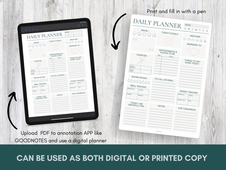 Printable Daily Planner | Simple Daily Planner | Minimialist | Digital ...