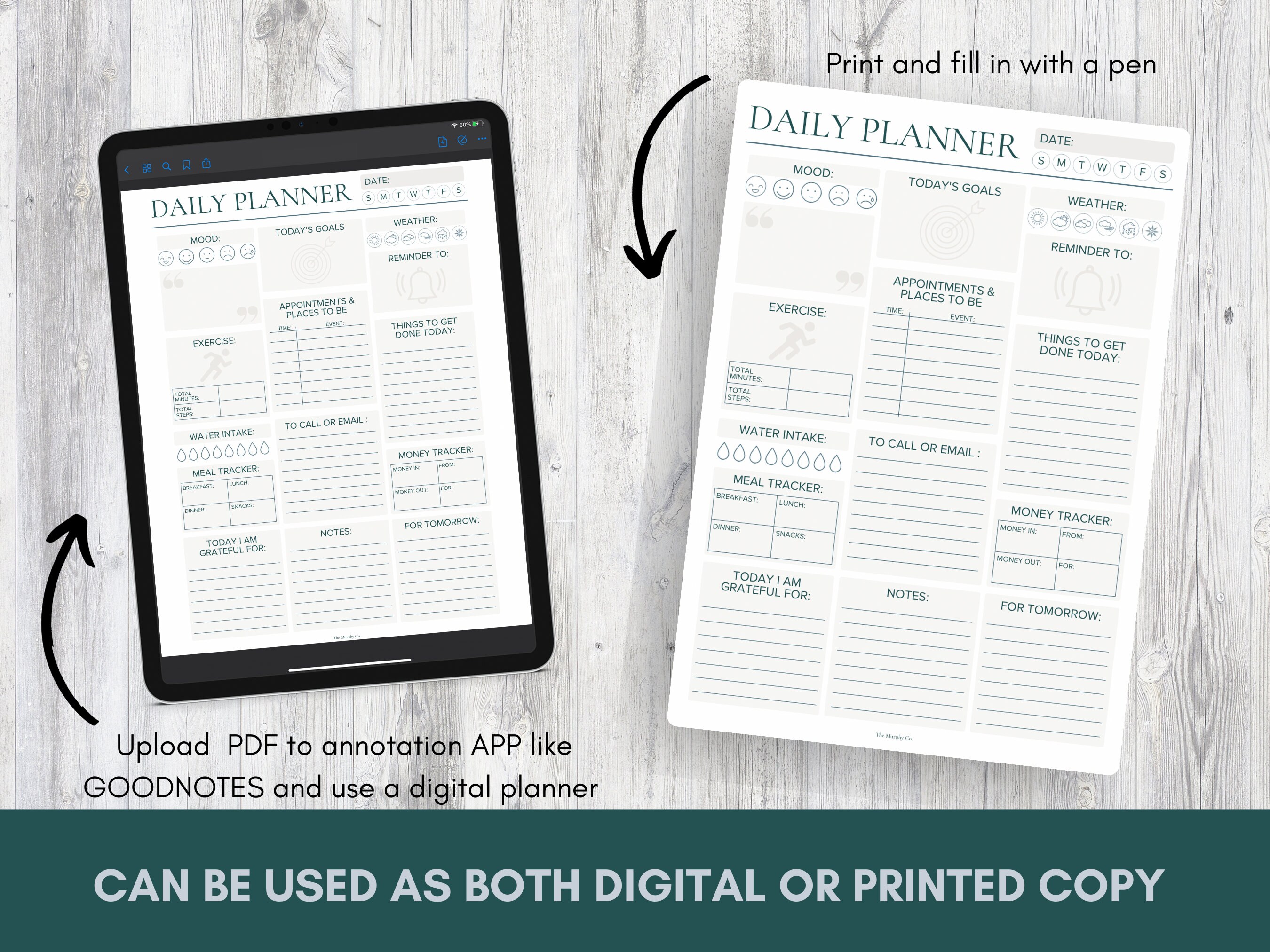 Printable Daily Planner | Simple Daily Planner | Minimialist | Digital | Daily to Do List for ...