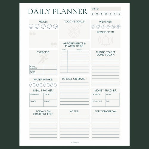 Printable Daily Planner | Simple Daily Planner | Minimialist | Digital ...