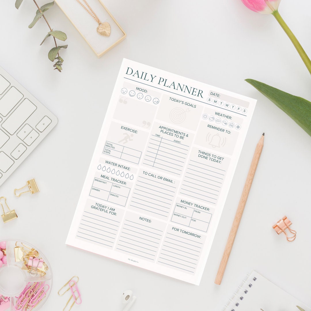 Printable Daily Planner | Simple Daily Planner | Minimialist | Digital ...