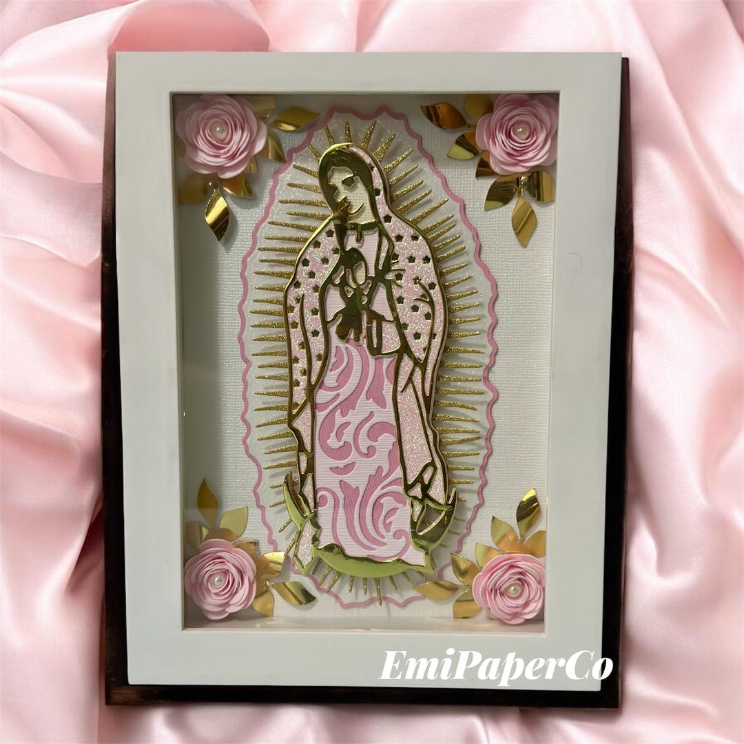 Virgencita Shadow Box Para Bautizo. Recuedos De Bautizo. Baptism Favors ...