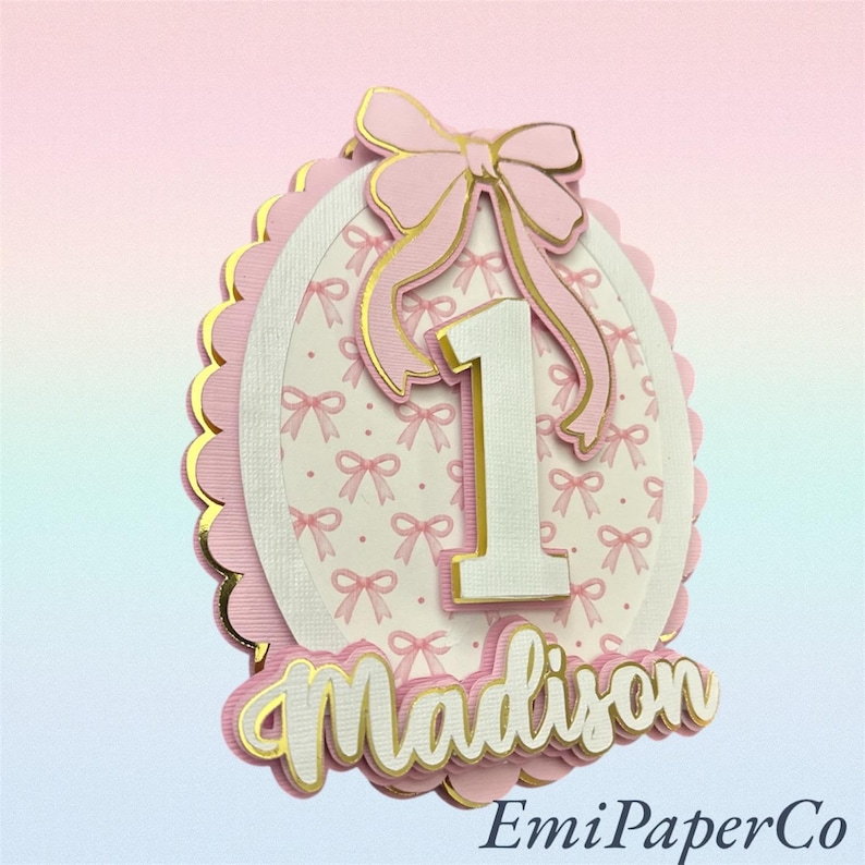 Coquette Cake Topper. Pink Bow Cake Topper - Etsy