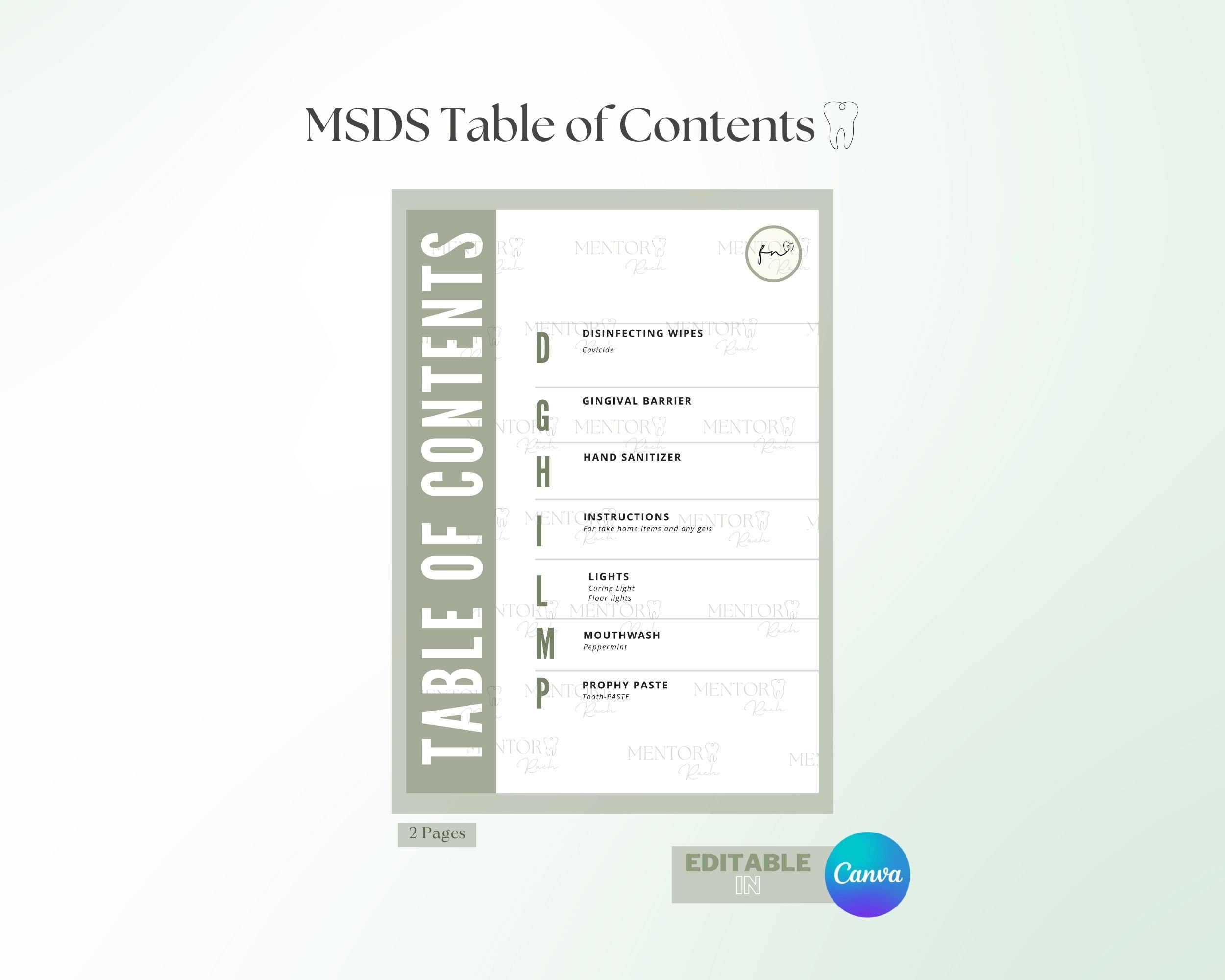 Teeth Whitening MSDS Sheet - Material Safety Data Sheets Editable Canva ...