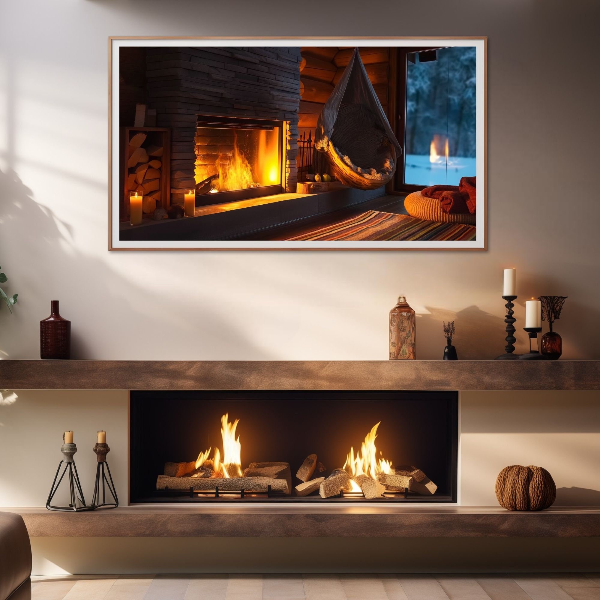 Seamless Animated Virtual Fireplace Videos Art for TV | 8x 4K ...