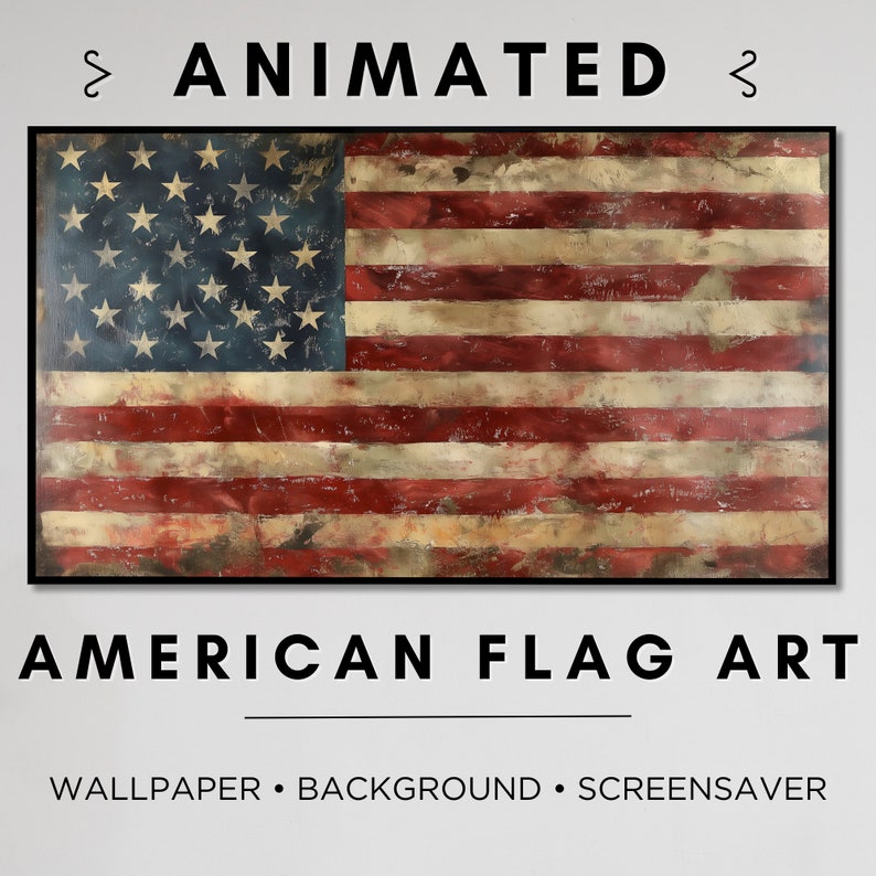 LIVE ANIMATED Frame Art Background Screensaver Wallpaper American Flag ...