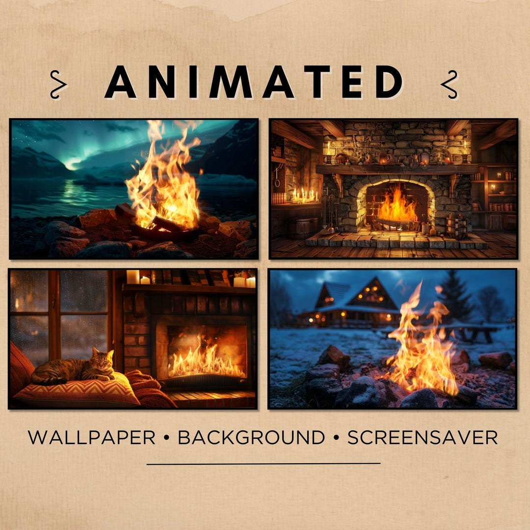 Seamless Animated Virtual Fireplace Videos Art for TV | 8x 4K ...