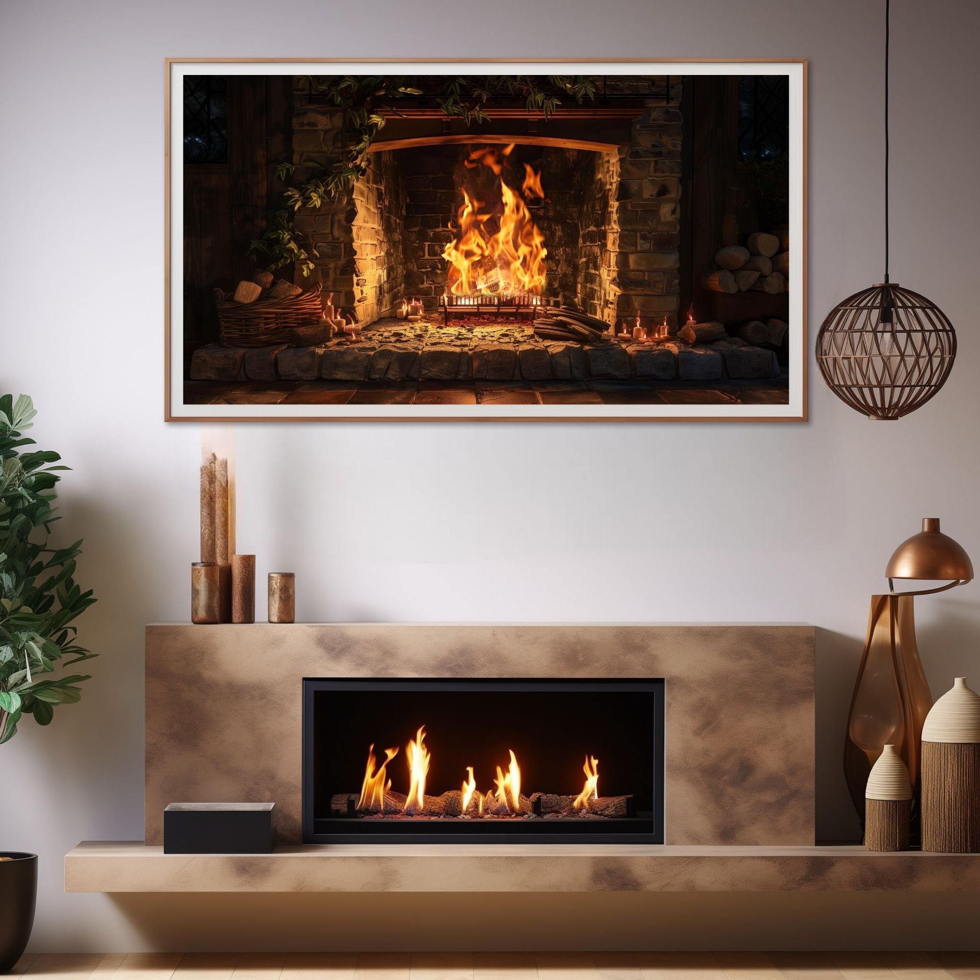 Seamless Animated Virtual Fireplace Videos Art for TV | 8x 4K ...