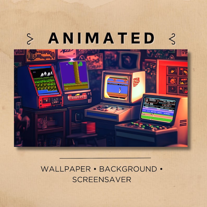 LIVE ANIMATED Background Screensaver Wallpaper | Retro Mini Arcade Art ...